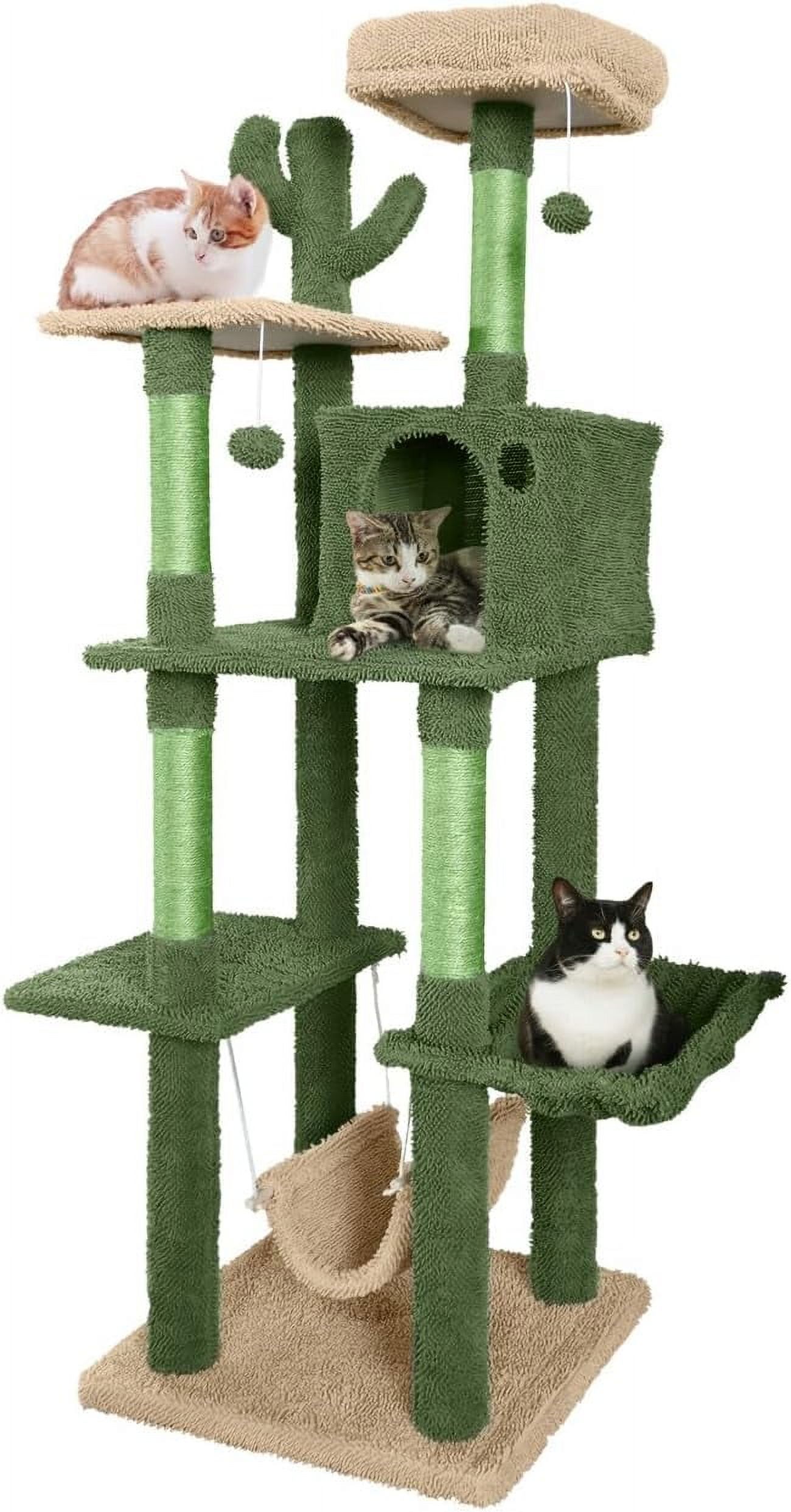PRZL Cactus Cat Tree, Cactus Cat Tower for Indoor Cats, Multi-Level Cat ...