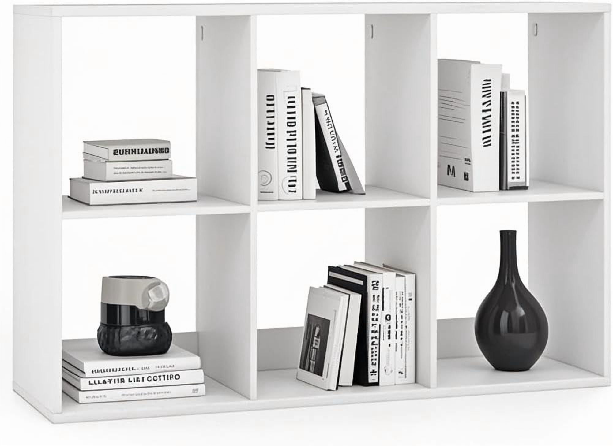 PRZL Cube Bookcase, White Bookshelf with Storage, Wood Bookshelves ...