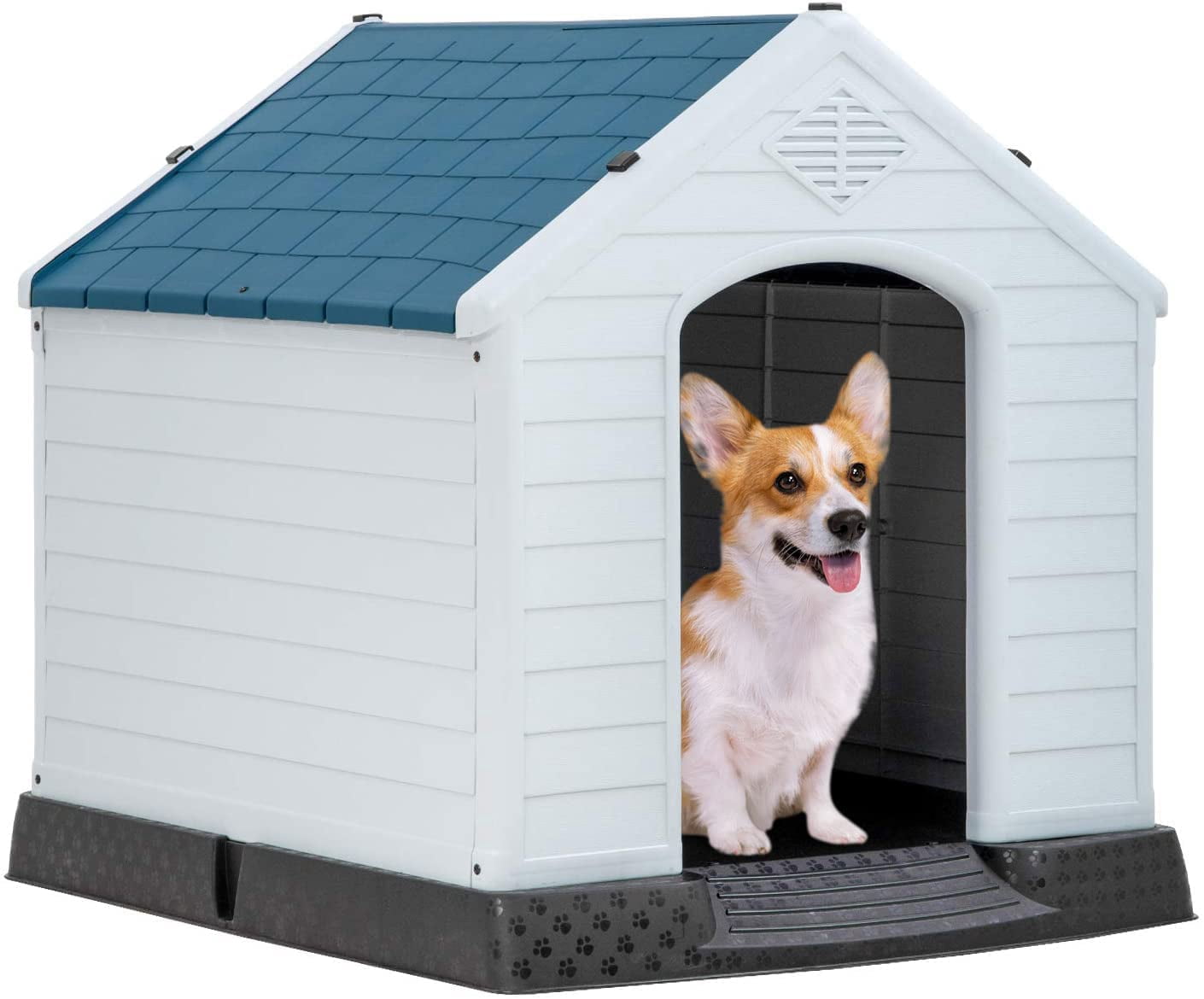 PRZL Dog House Indoor Outdoor Insulated Kennel Durable Plastic Dog ...
