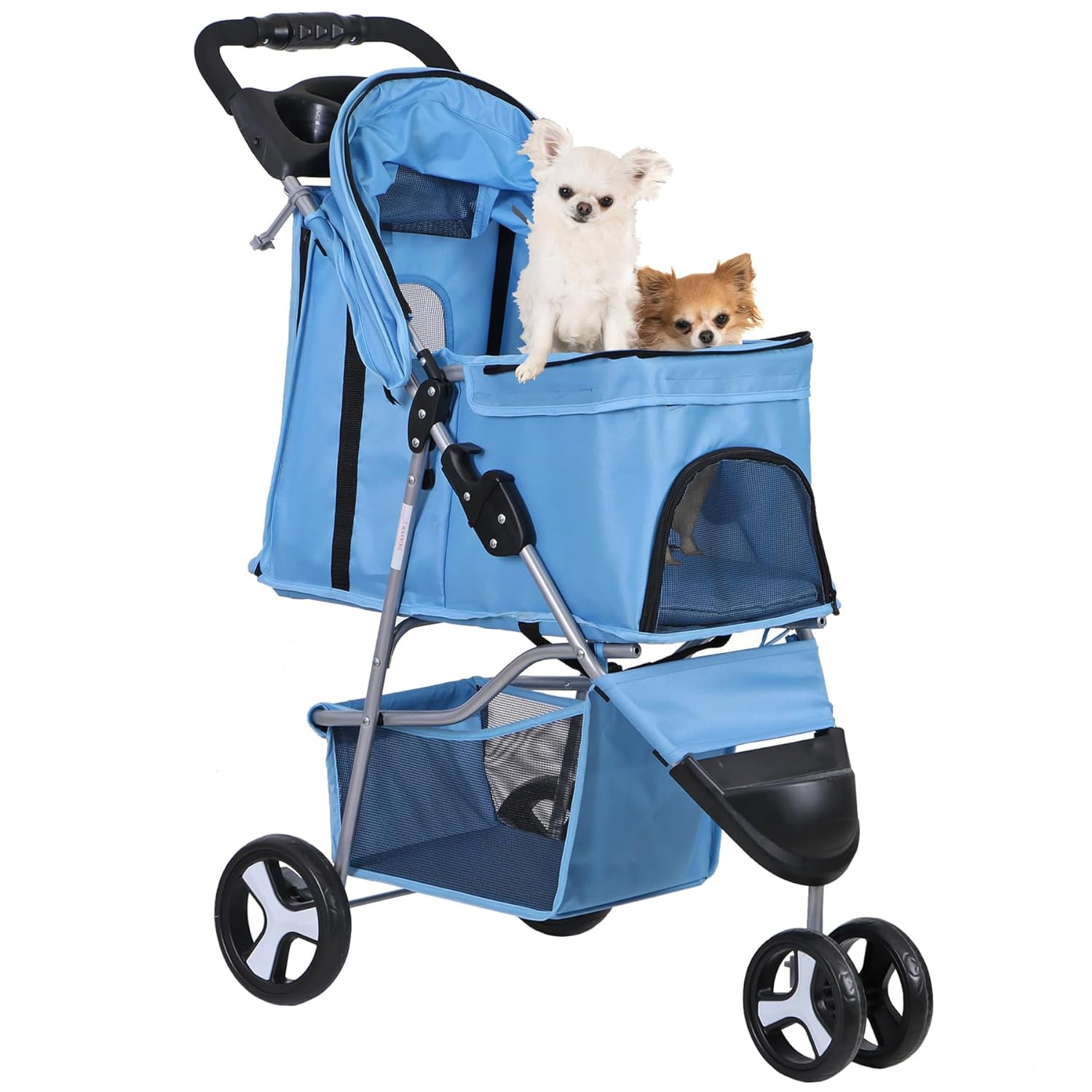 PRZL Foldable Pet Stroller for Cats and Dogs 3 Wheels Carrier Strolling ...