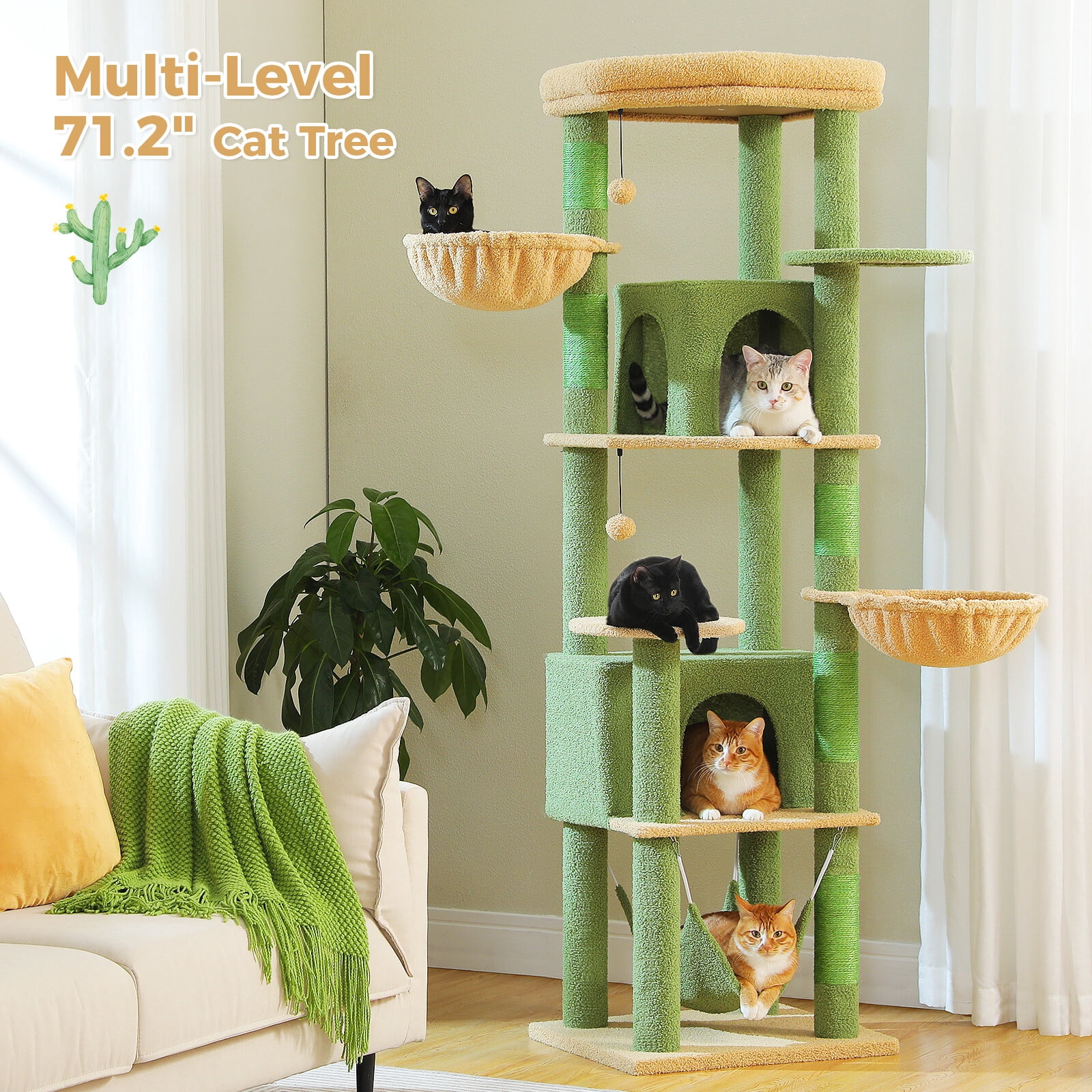 PRZL Large Cat Tree, Cat Tower for Large Cats, Cat Condo with Sisal ...