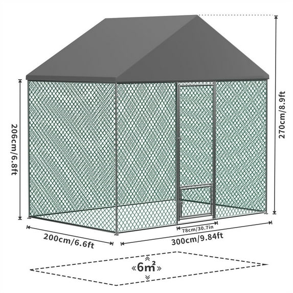 PRZL Large Metal Chicken Coop Walk-In Chicken Run Hen Poultry Cage Walk ...