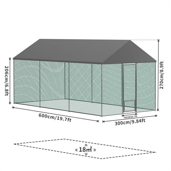 PRZL Large Metal Chicken Coop Walk-In Chicken Run Hen Poultry Cage Walk ...