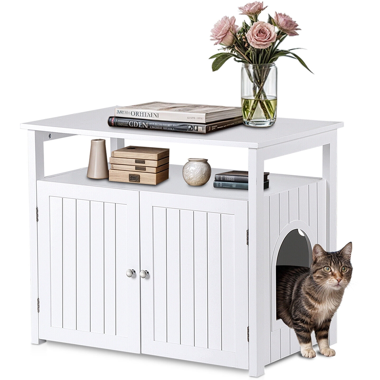 PRZL Litter Box Enclosure Cat Litter Box Furniture Hidden Litter Box ...
