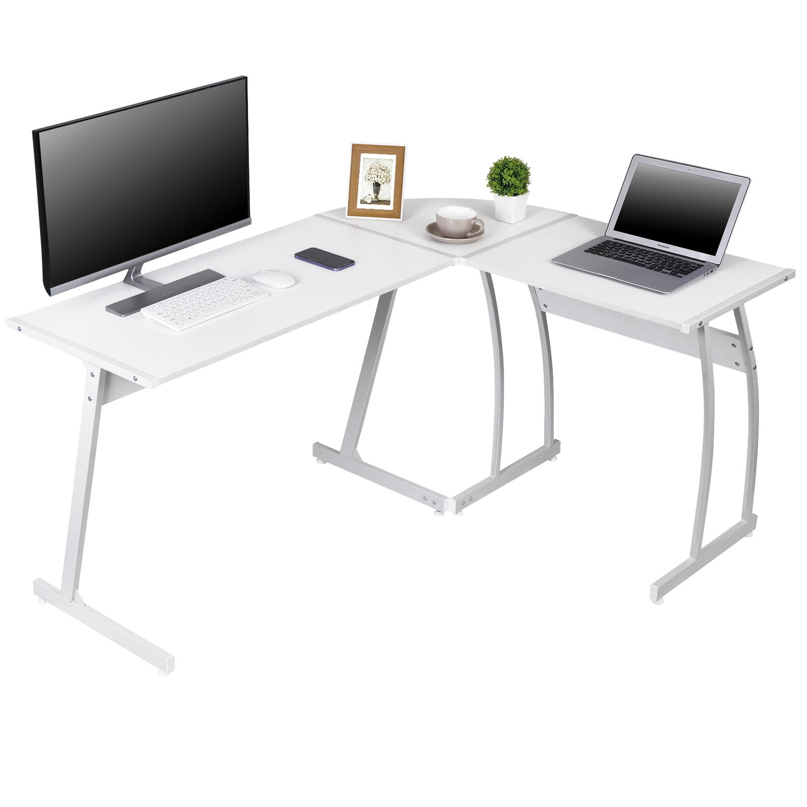 PRZL Modern L-Shaped Computer Desk Large Workstation PC Stand with ...