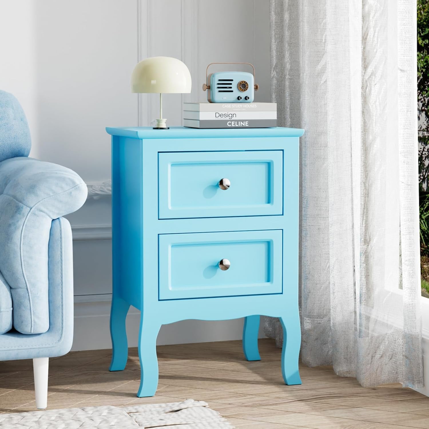 PRZL Nightstand with 2 Drawers, Night Stands for Bedrooms, Small Bed ...