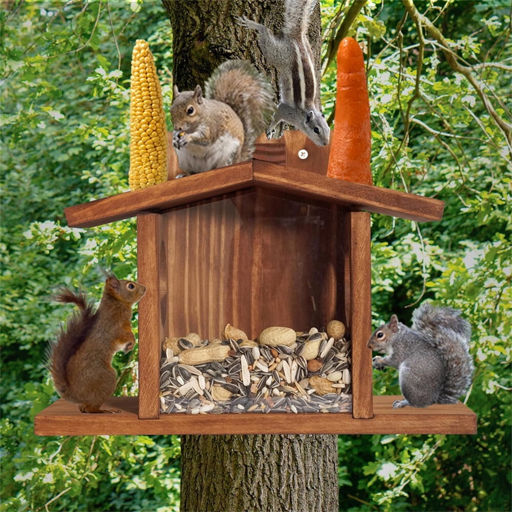 PRZL Wood Squirrel Feeder,Large Squirrel Feeders for Outside Tree ...