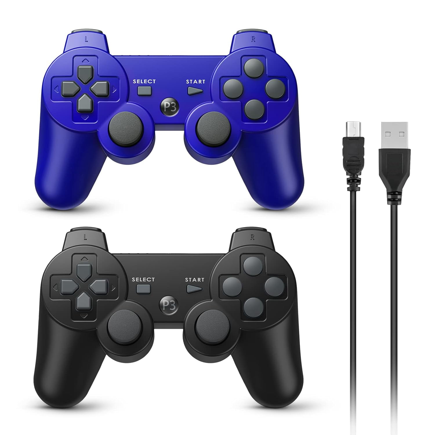 PS-3 Wireless Controller for PS-3, 2 Pack High Performance Gaming ...