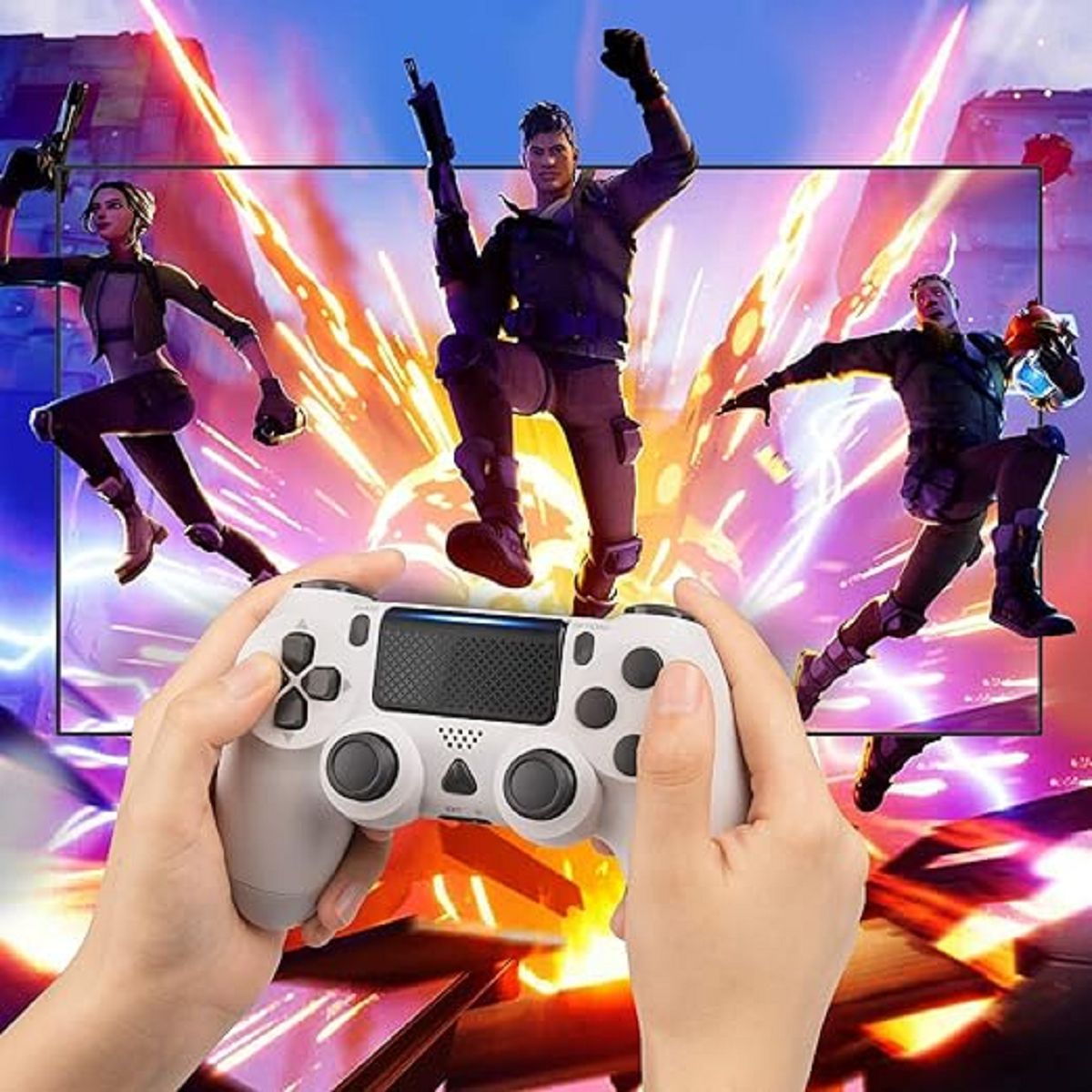 PS-4 Controller Wireless, With USB C Cable/1000mAh Battery/Dual Motors ...