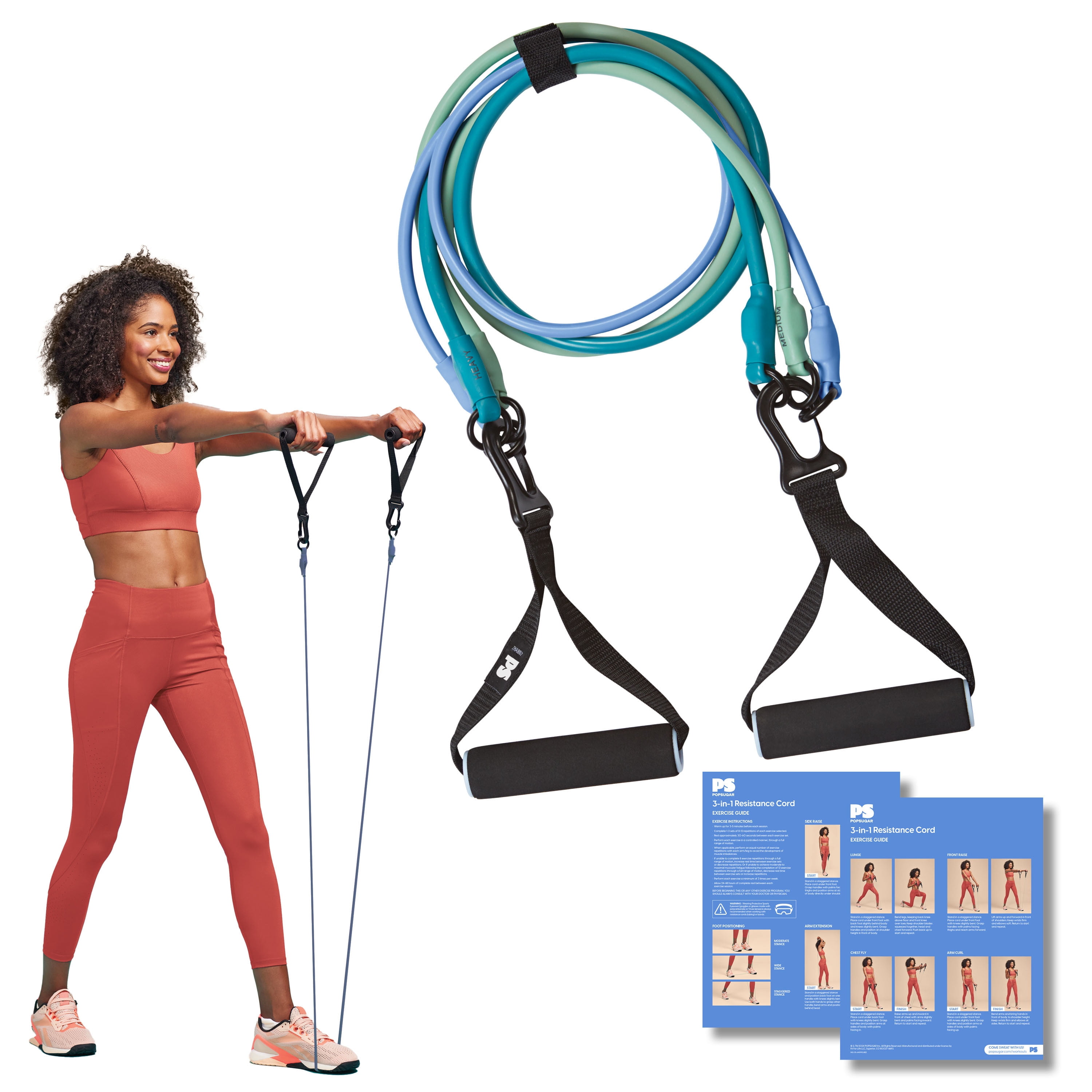 Popsugar 3-in-1 Resistance Cord, Exercise Bands - Walmart.com