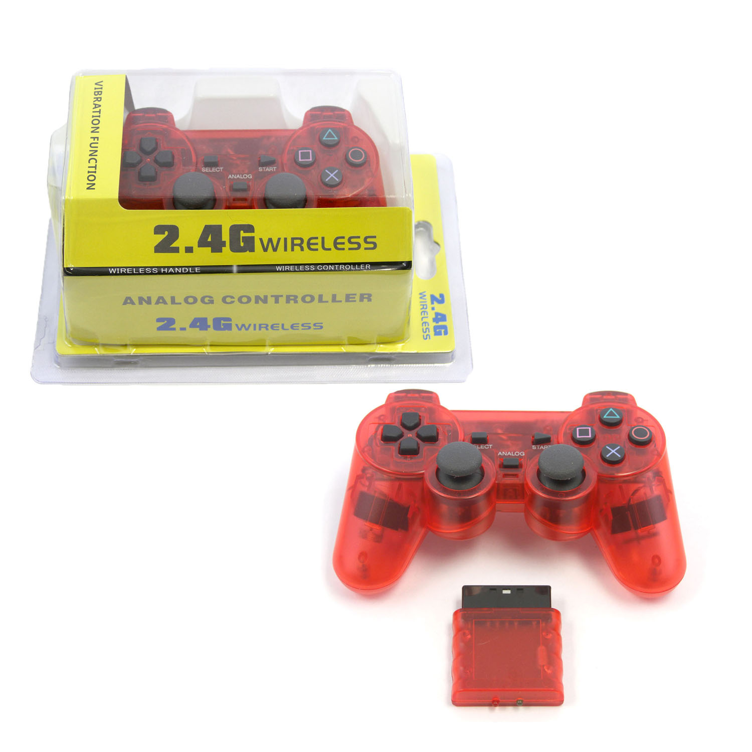 Hexir PS2 2.4 GHz Wireless OG Controller Pad - Clear Red, PlayStation ...