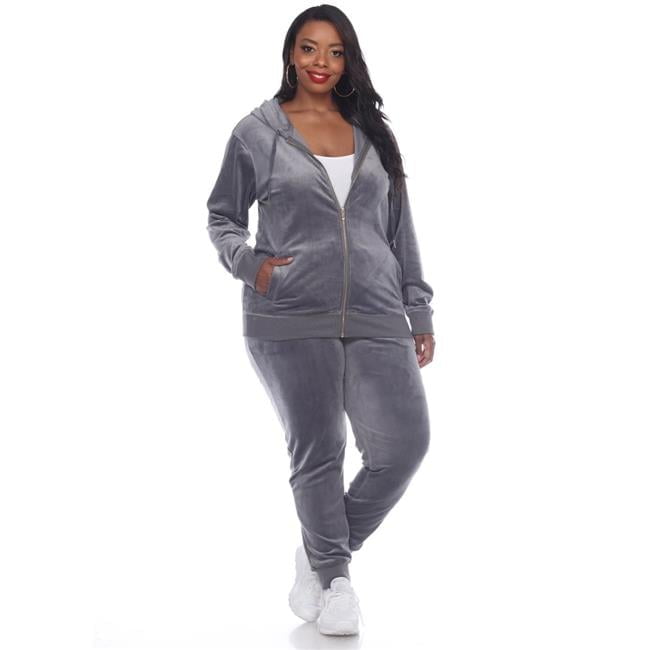 PS2121-02-3X Plus Size Velour Tracksuit Set, Grey - 3X - Walmart.com