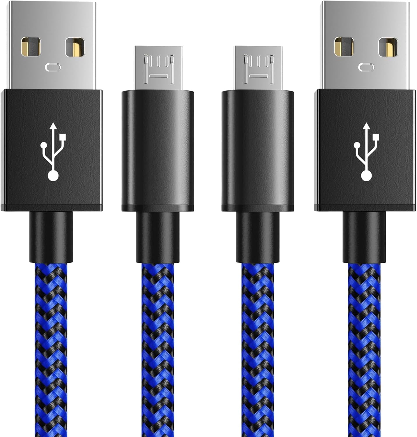 PS4 Charger Cable, 10ft 2 Pack Micro USB Cable, Nylon Braided Cord, for ...