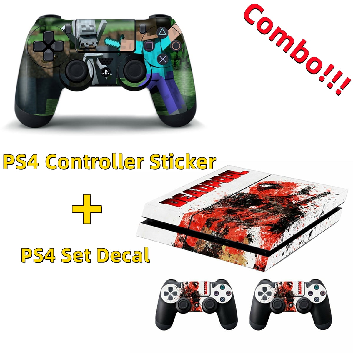 PS4 Sticker Set + Controller Decal Combo for Playstation 4 Gamepad ...