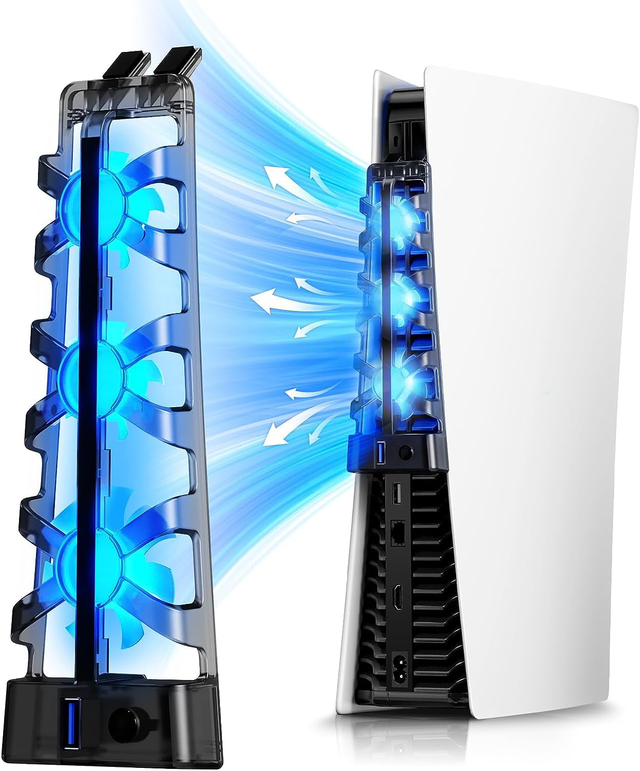 PS5 Accessories Cooling Fan with LED Light, for Both Disc and Digital ...