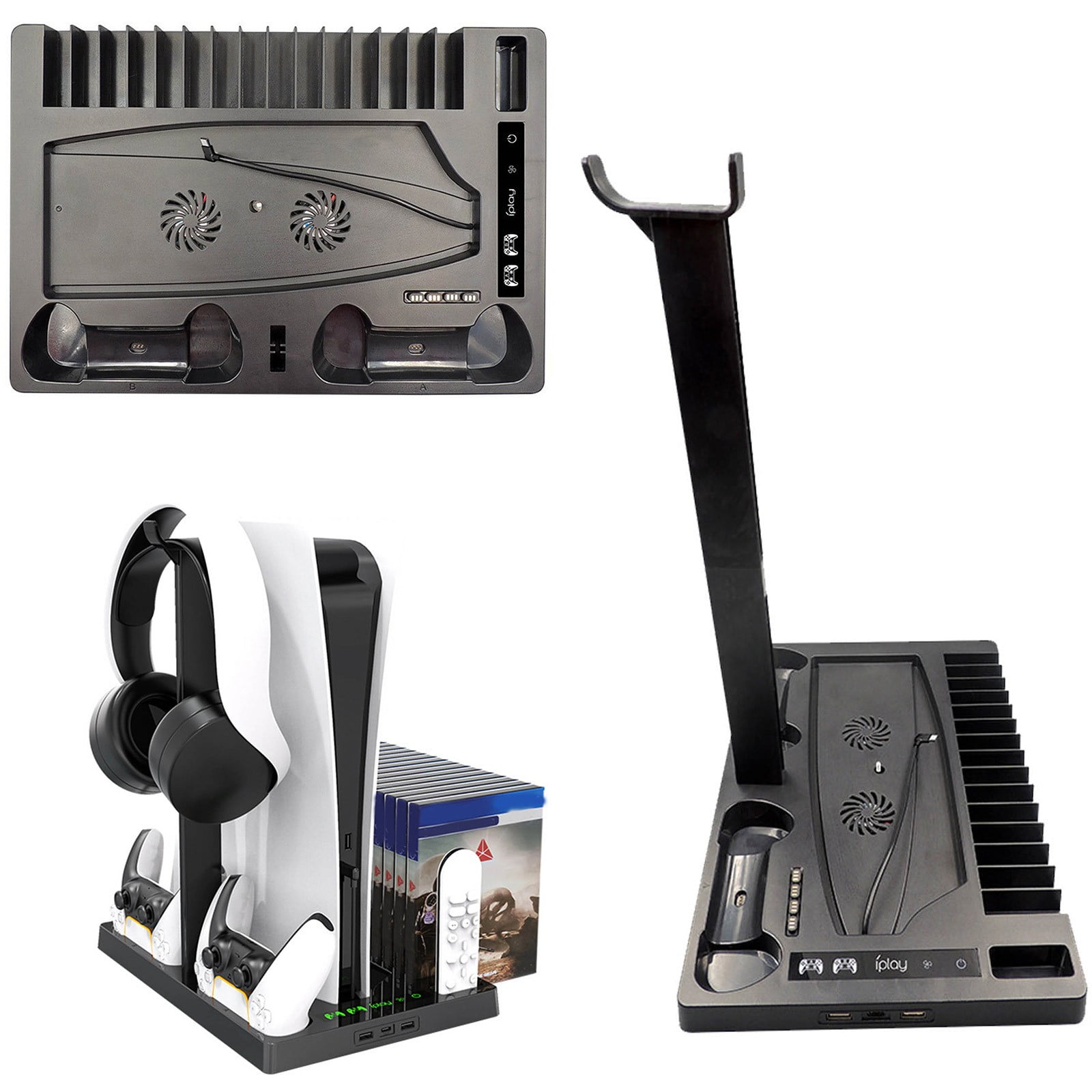PS5 Base With Disc Storage Rack PS5 Handle Two Seat Earphone Storage ...