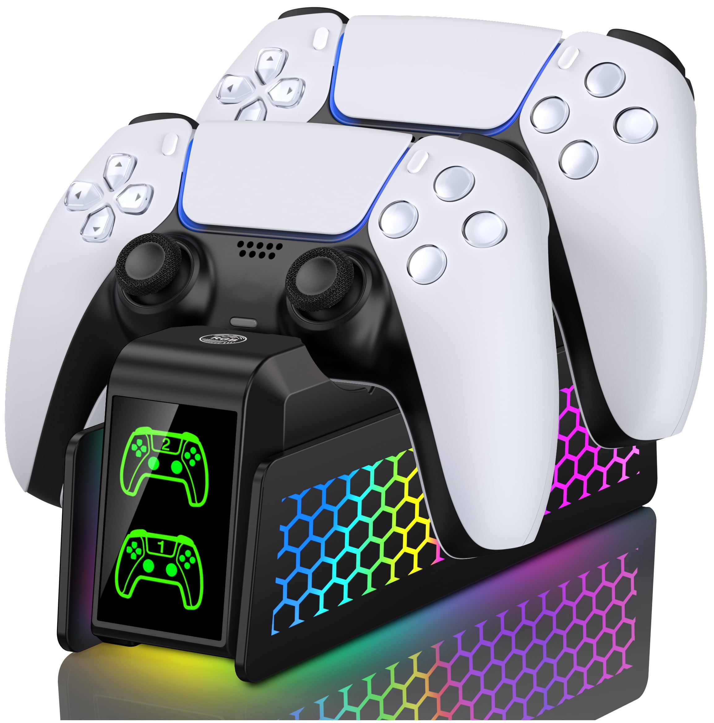 PS5 Controller Charger Station with RGB Lighting & Dual Fast Charging ...