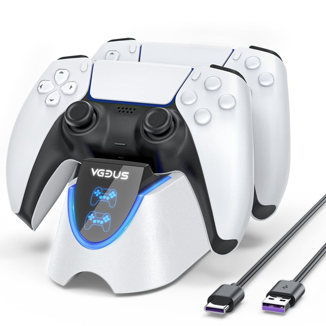 Dual PS5 Controller Charger, Charging Station for Dualsense Controllers ...