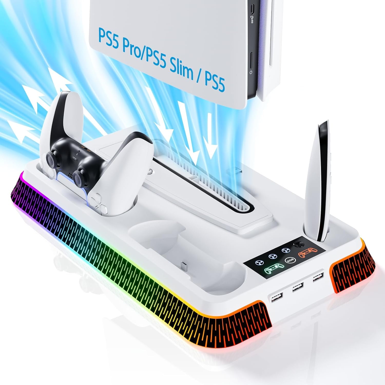PS5 Cooling Station, PS5 Pro Stand RGB And Turbo Fan With Dual Charging ...