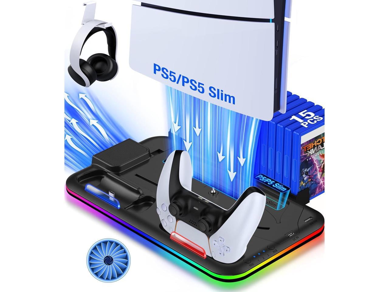 For PS5 / PS5 Slim Stand Cooling Station with Controller Charger for ...