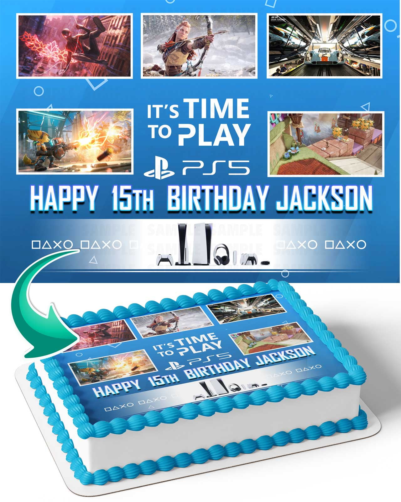 PS5 Playstation 5 Edible Image Cake Topper Personalized Birthday Sheet ...