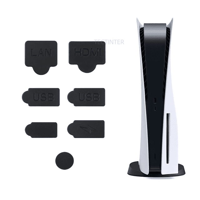 PS5 Silicone Dust Plugs Set,PS5 Pro/Slim USB HDMI Interface Anti-dust ...