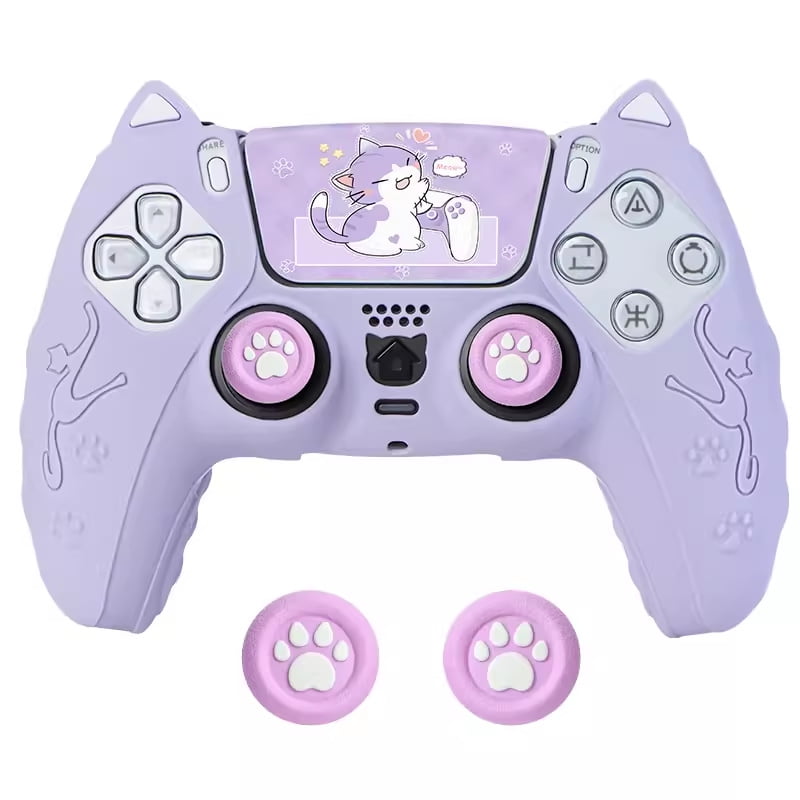 PS5 Silicone Protective Cover, Cute Cat Ear Game Controller Protective ...