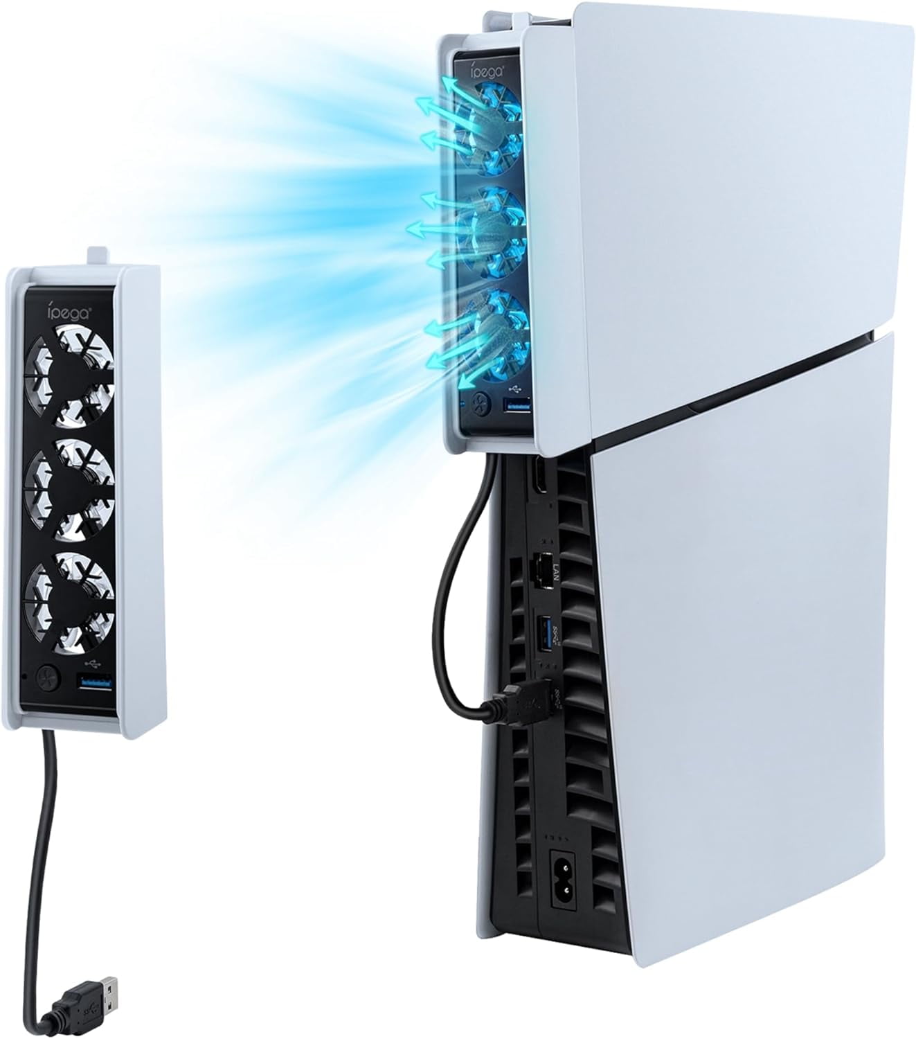 PS5 Slim Cooling Fan,Quite Fan with 3 Fans and External USB 3.0 ...