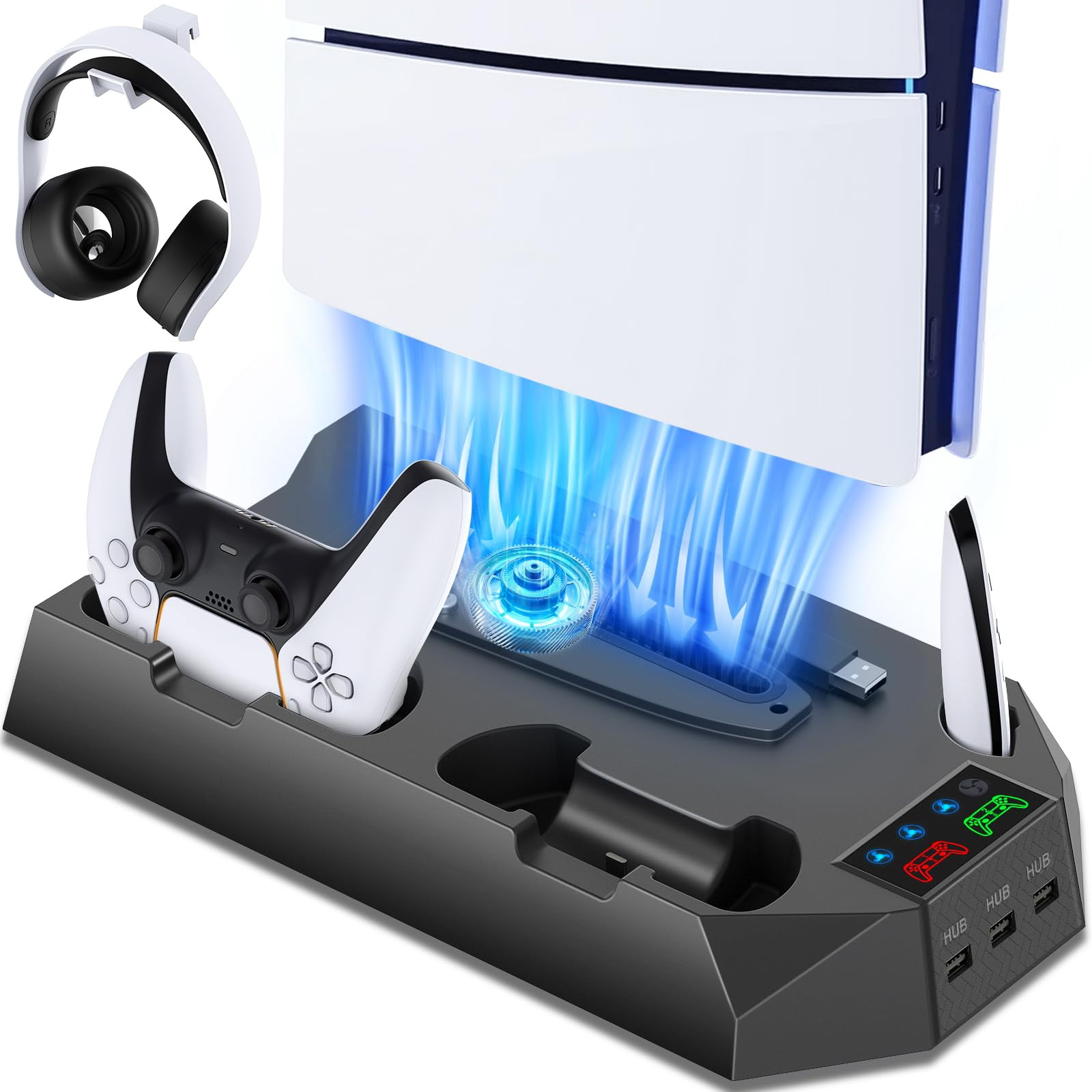 PS5/Slim/Pro Cooling Stand with Controller Charger Station for ...