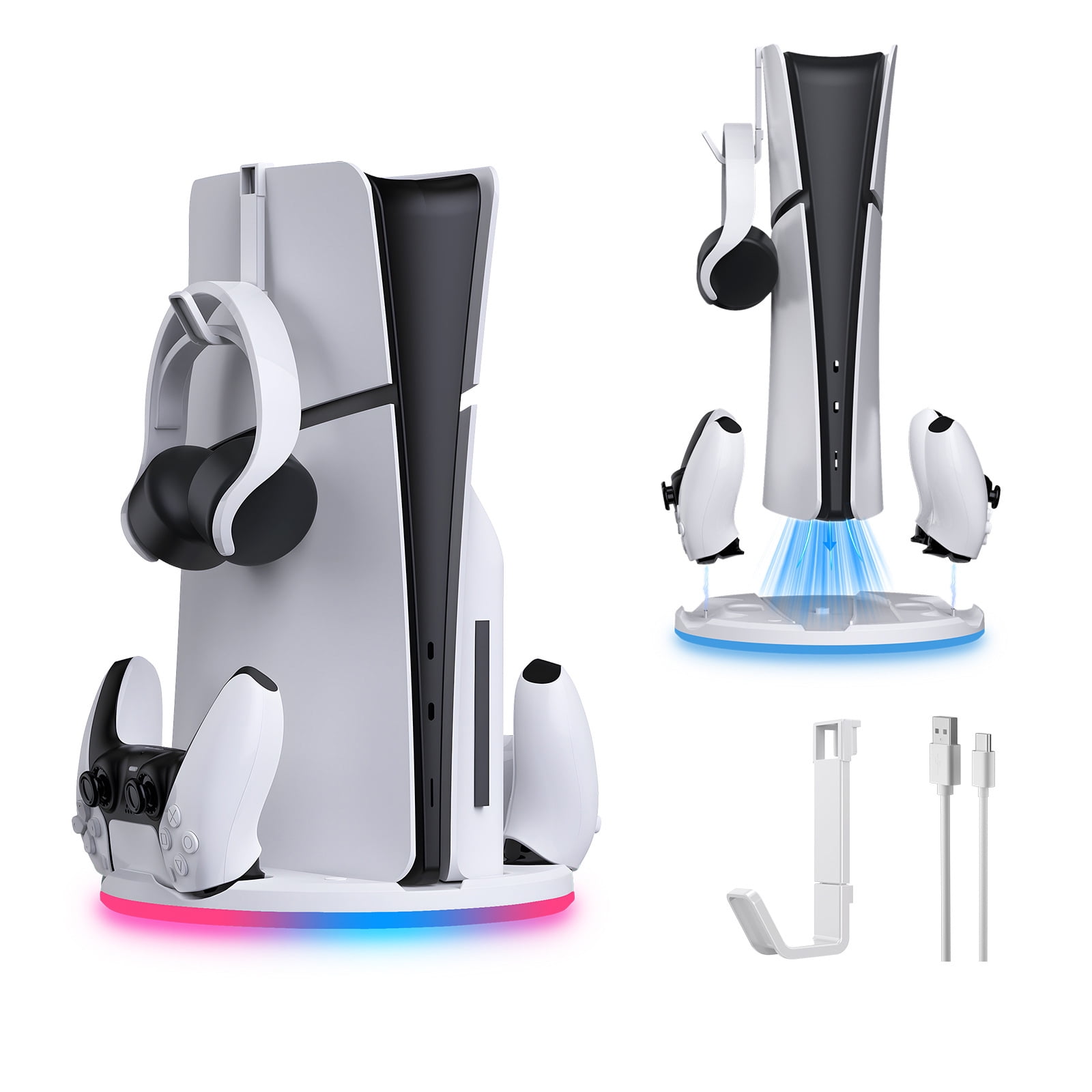 PS5 Slim Stand with Cooling Station and Controller Charging Station for ...