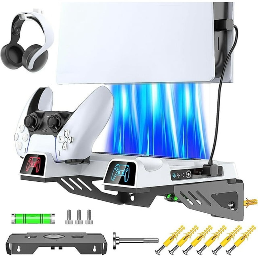 Tokluck PS5 Wall Mount Kit with Cooling Station & Controller Charger ...