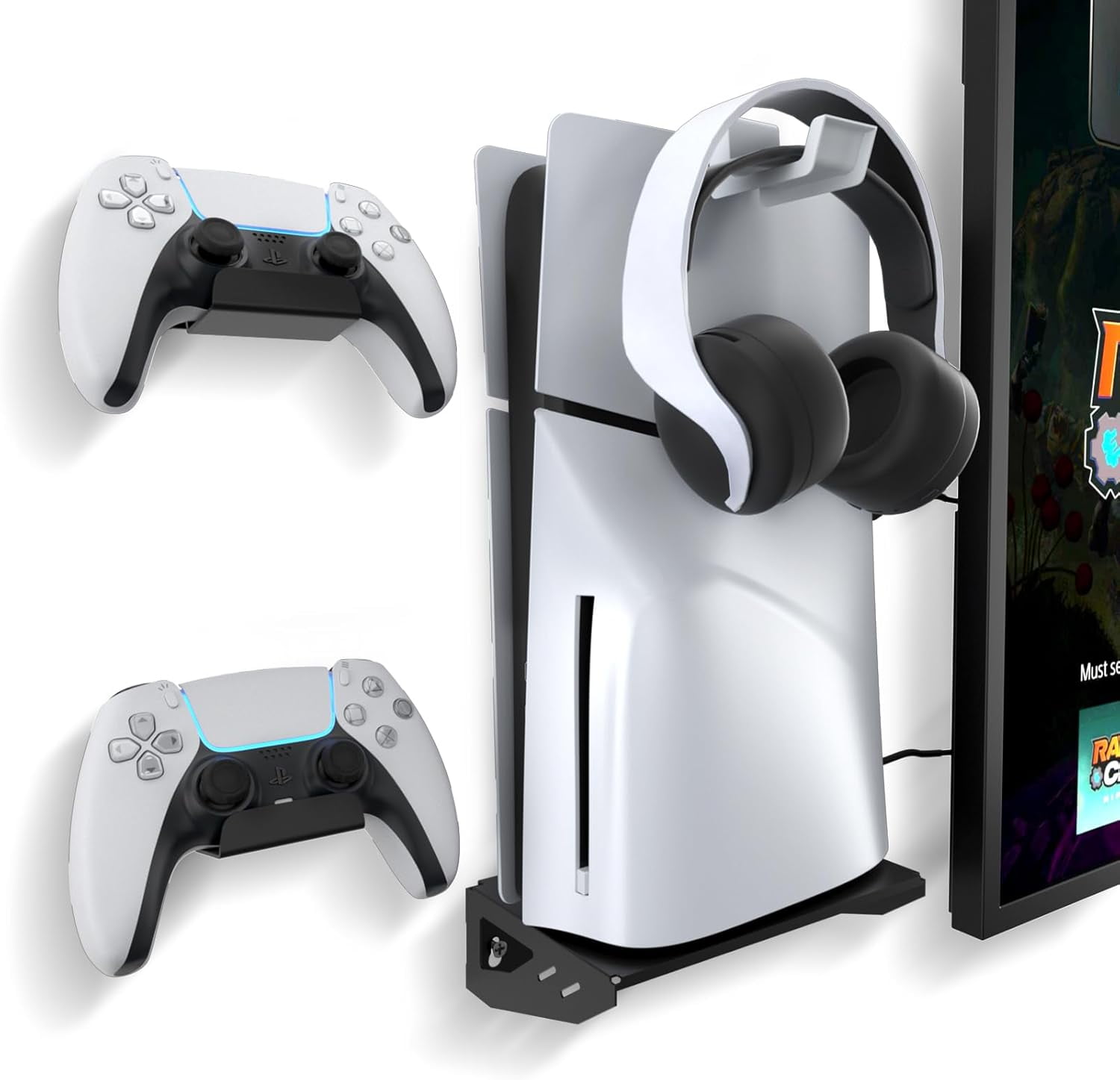 PS5 Slim Wall Mount Kit, PS5 Slim Wall Mount Stand with 2 Controller ...