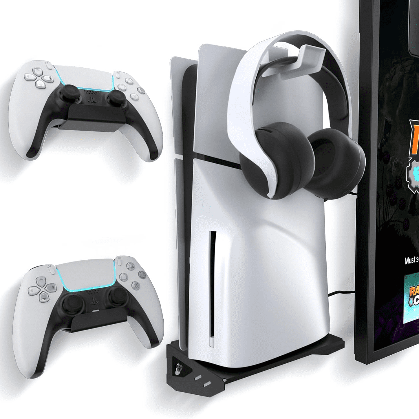 PS5 Slim Wall Mount Kit, PS5 Slim Wall Mount Stand With 2 Controller ...