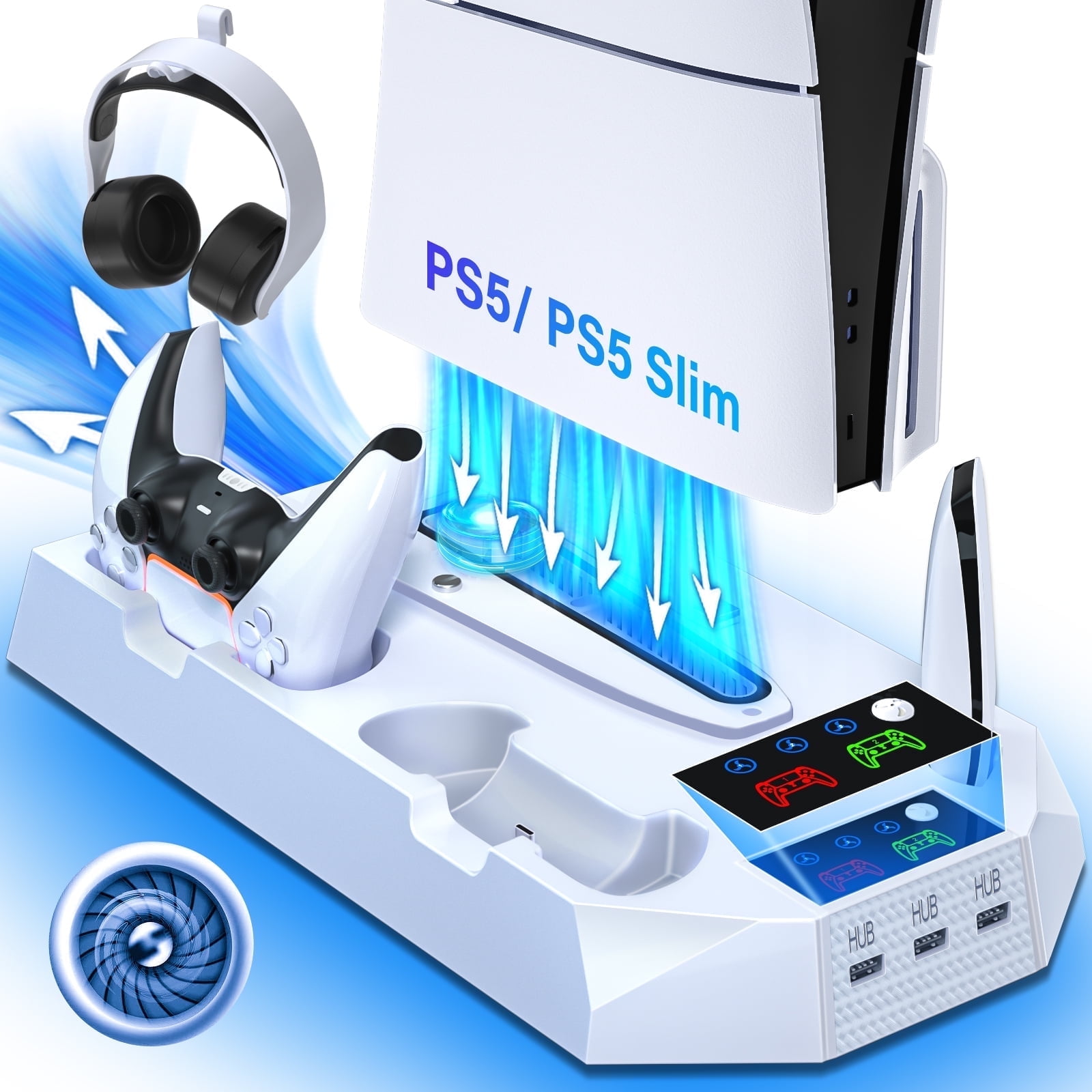 PS5 Stand with Cooling Fan, ZRZLMVP PS5 Cooling Station with Dual ...