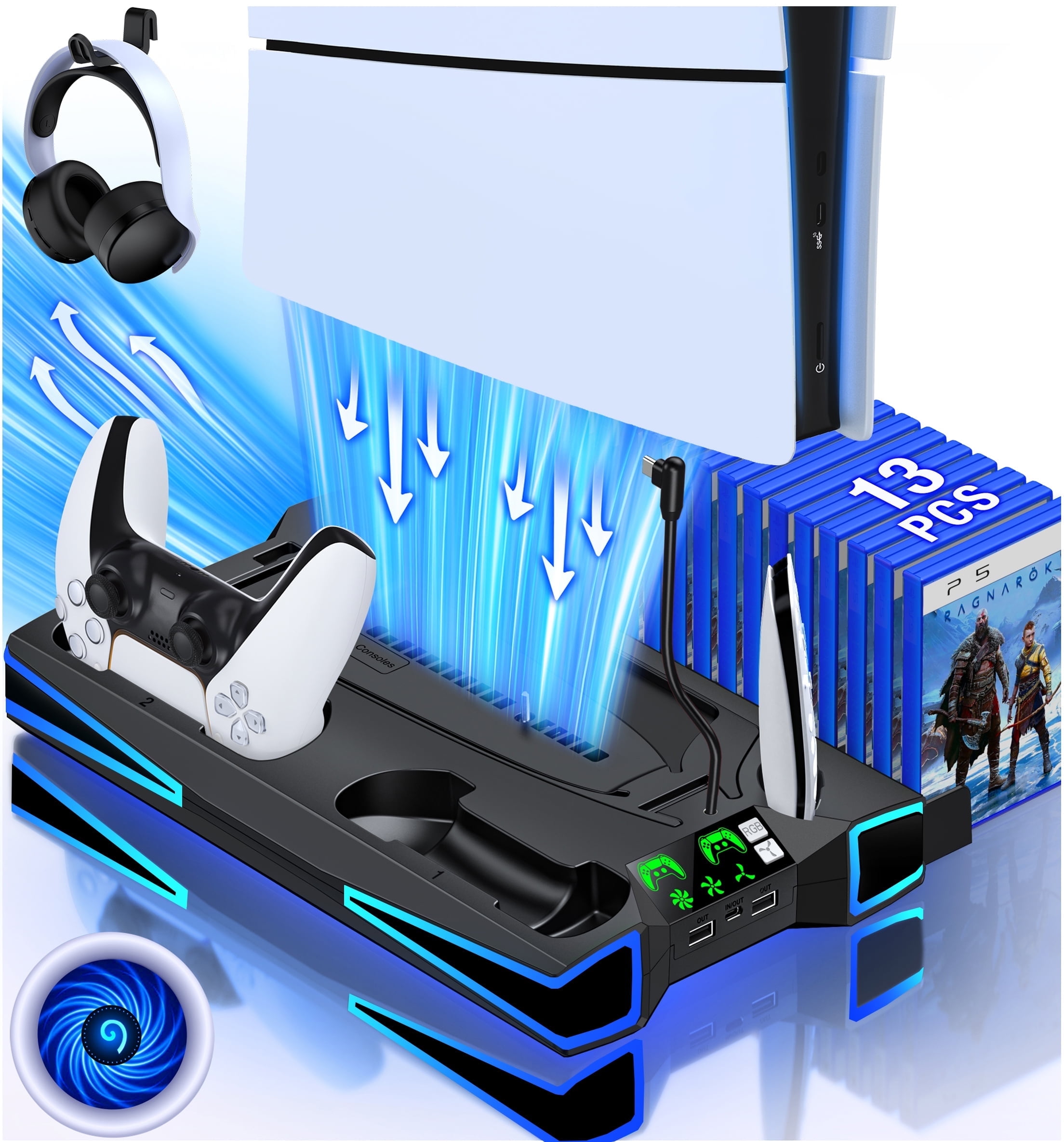 PS5 Stand Cooling Station for PS5/PS5 Slim Console, PS5 Accessories ...