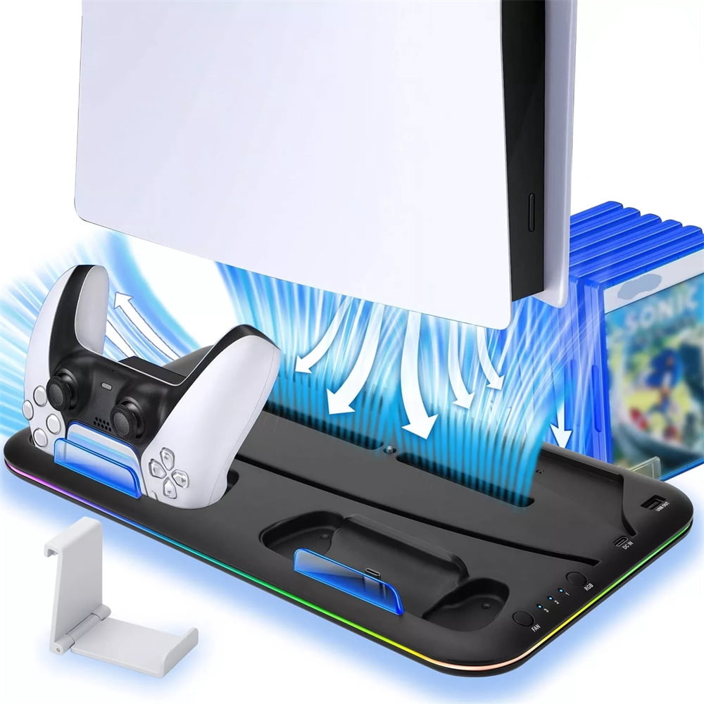 PS5 Stand, PS5 Slim Stand with Cooling Station and Controller Charging ...