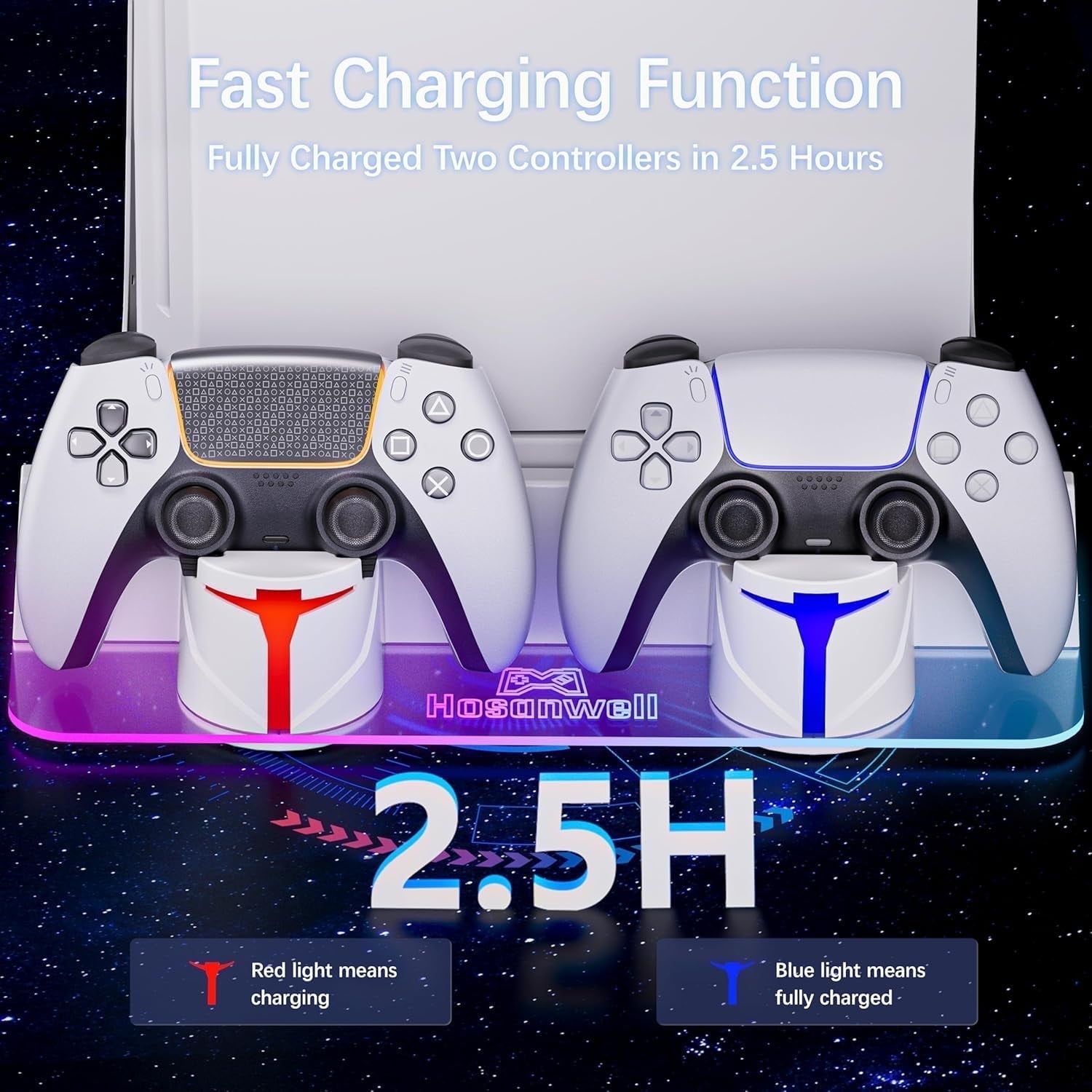 PS5 Wall Mount Kit with Charging Station, Compatible with PlayStation 5 ...