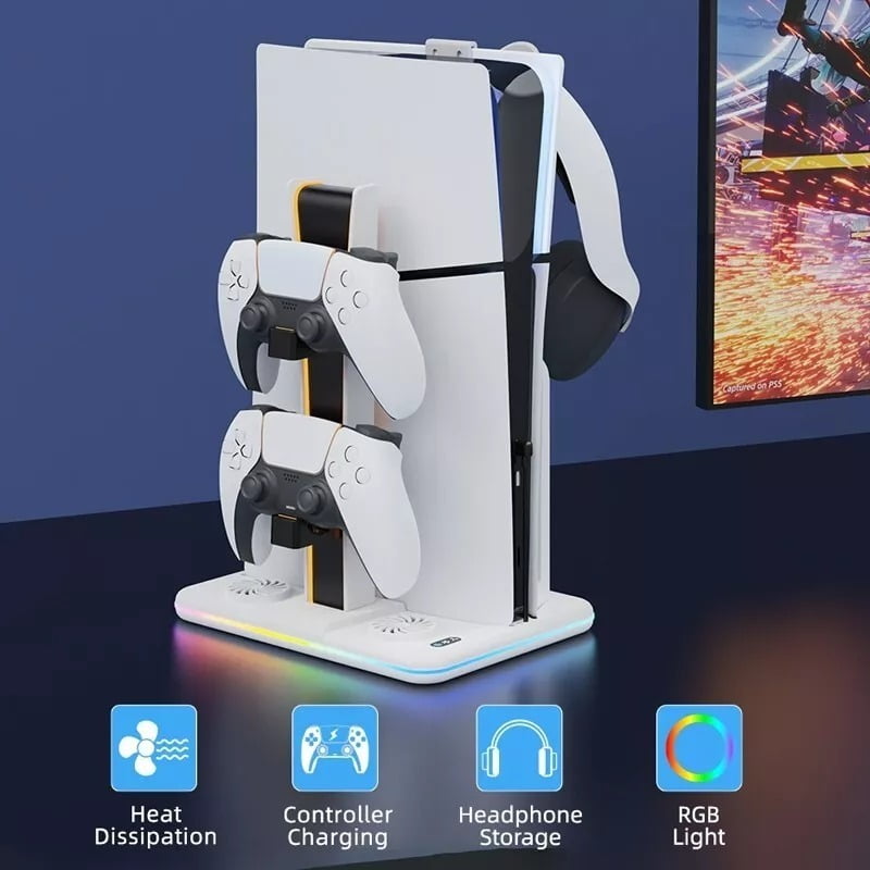 PS5 slim console cooling base with RGB colorful lights PS5 handle ...