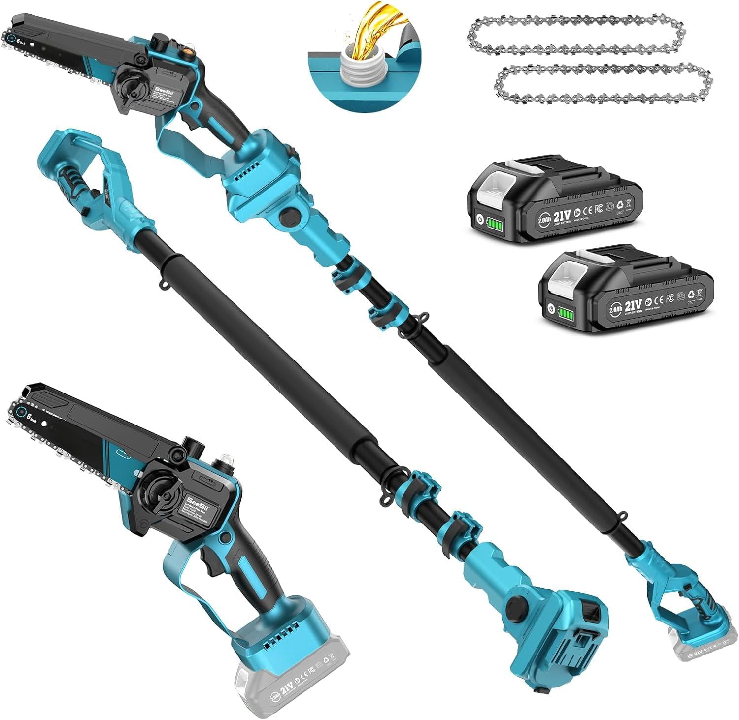 PS600 2-in-1 Electric Pole Saws for Tree Trimming, 6 Inch Mini Chainsaw ...