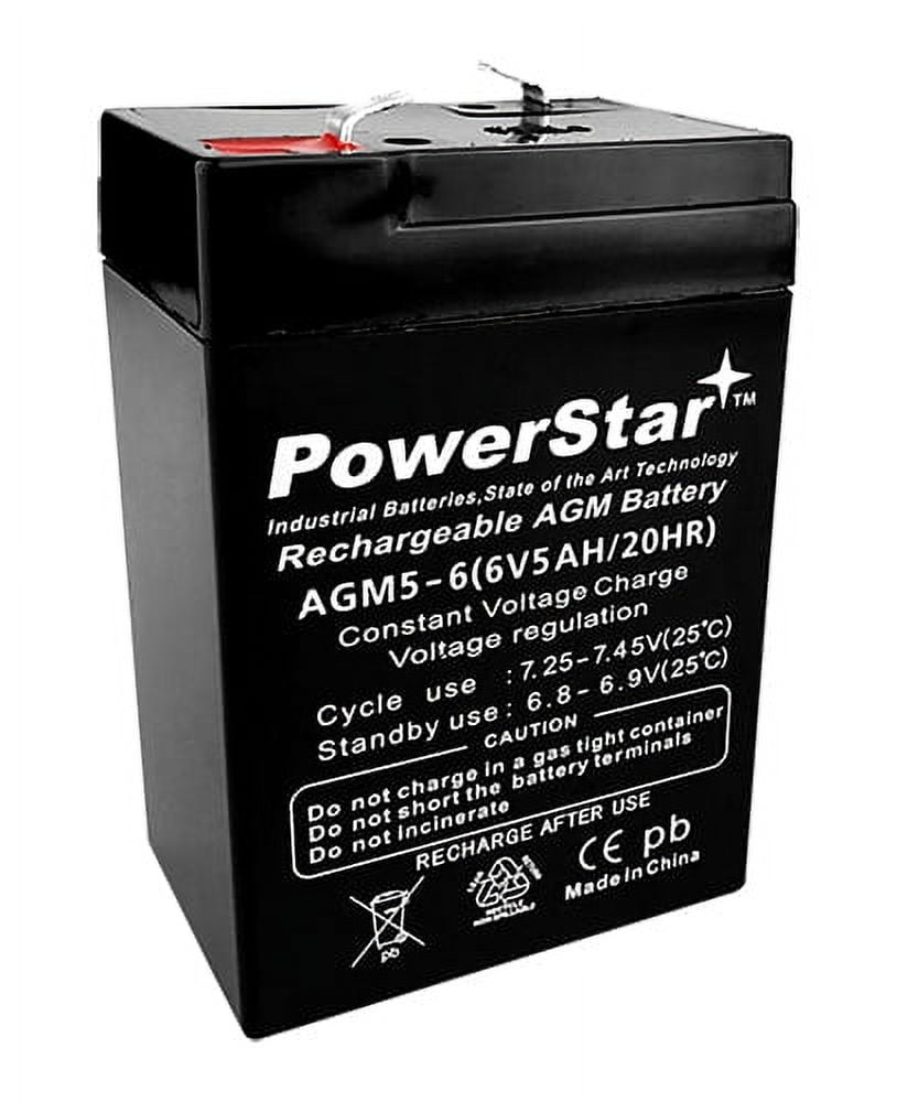 PS640 6V 5AH Lead Acid Battery - Sealed - High Rate by PowerStar ...
