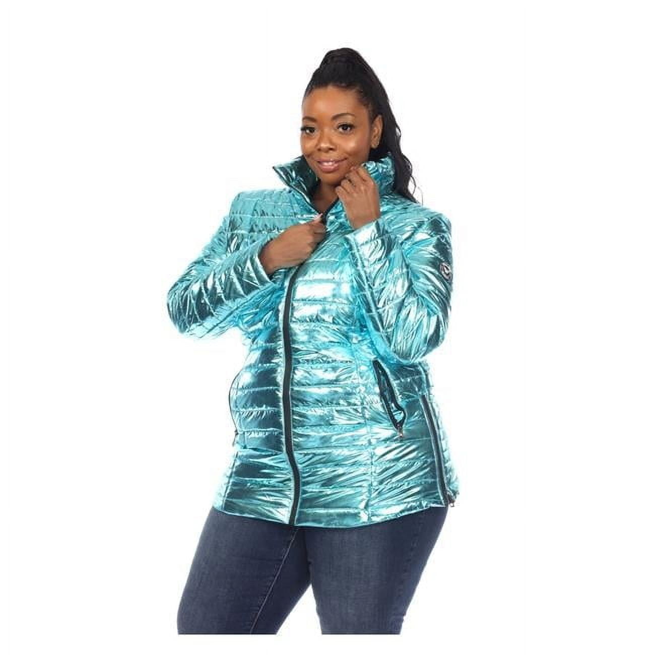 PS8999M-14-1X Plus Size Metallic Puffer Coat, Mint - Walmart.com