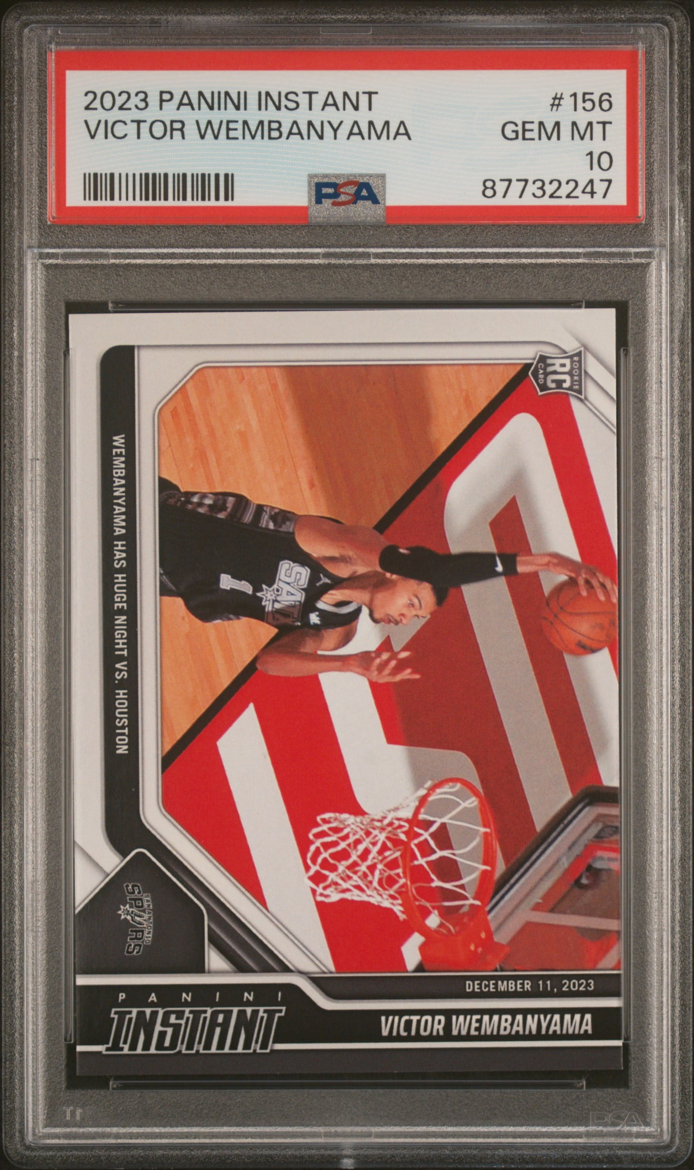 PSA 10 Victor Wembanyama 2023 Panini Instant #156 Huge Night Houston ...