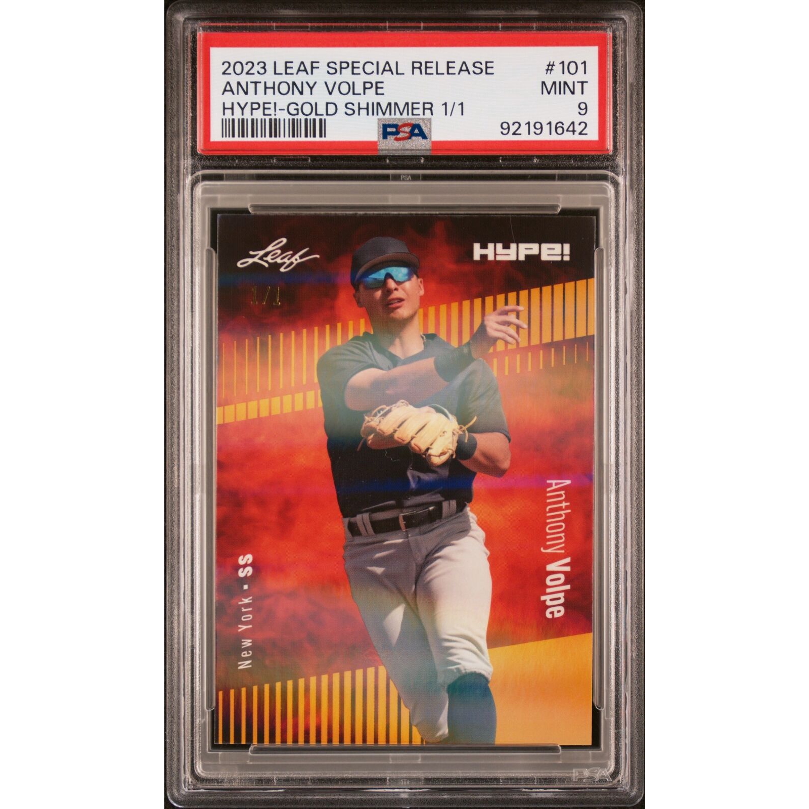 PSA 9 Anthony Volpe 2023 Leaf Hype! #101 Gold Shimmer 1/1 Rookie Card ...