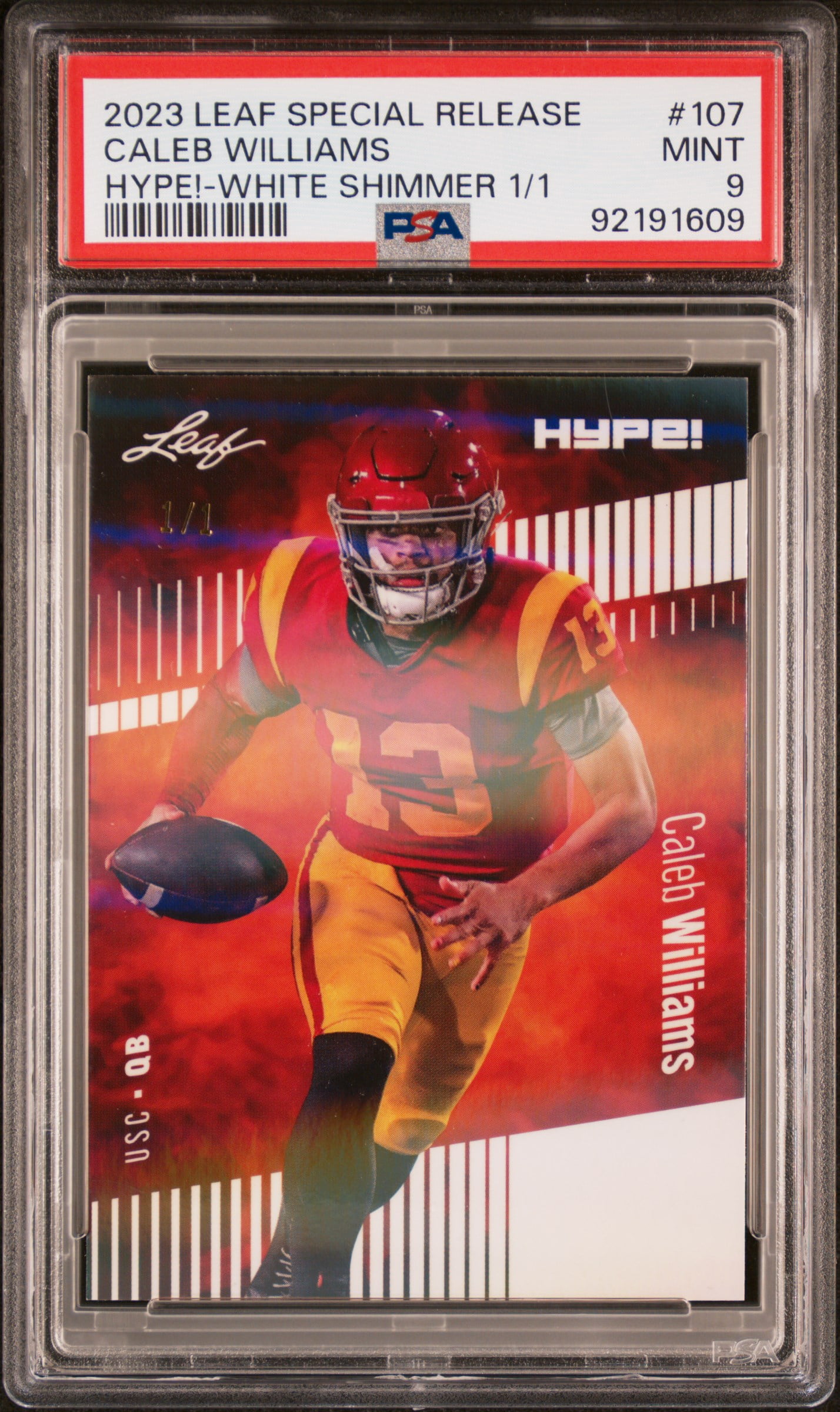 PSA 9 Caleb Williams 2023 Leaf Hype! #107 White Shimmer 1/1 Rookie Card ...