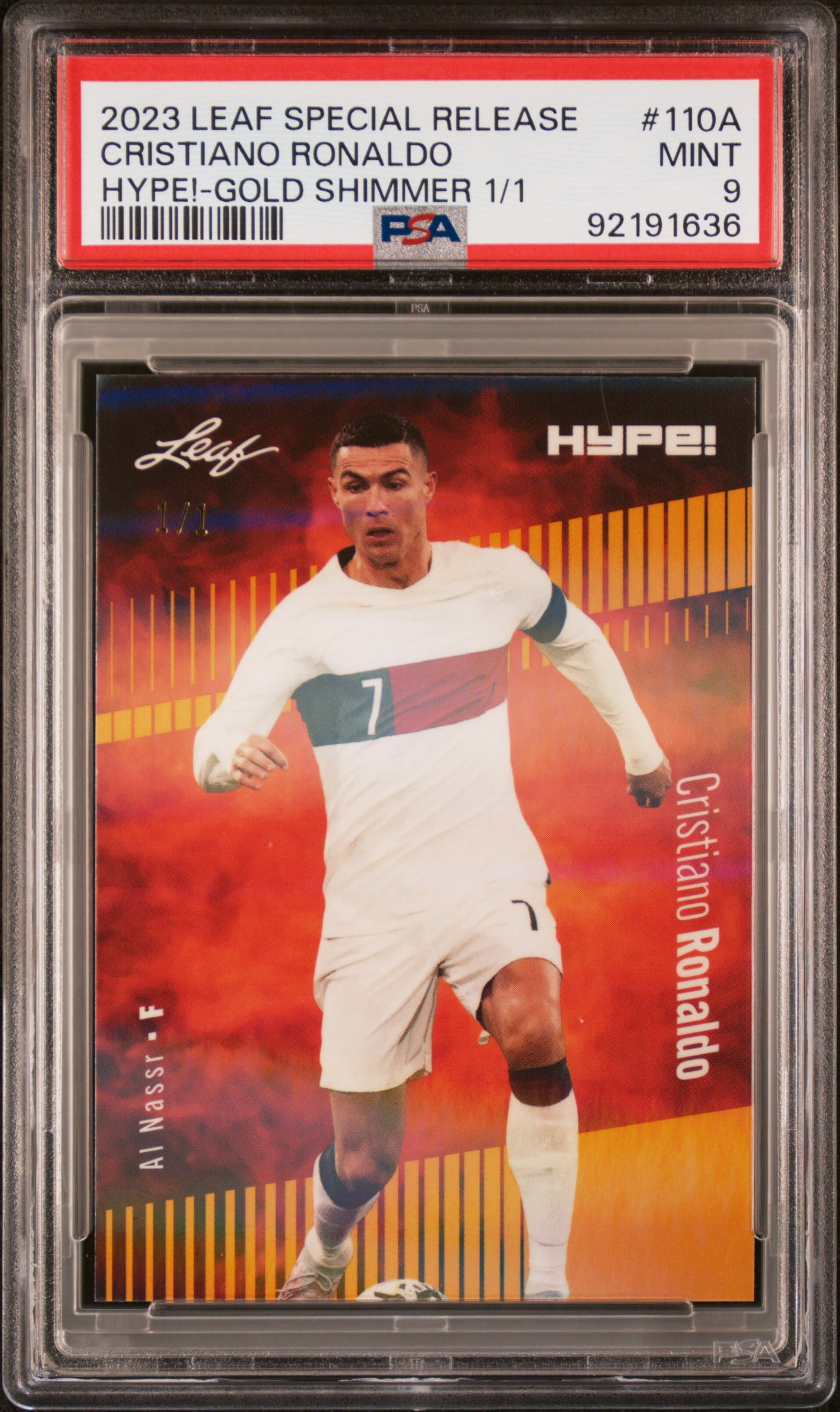 PSA 9 Cristiano Ronaldo 2023 Leaf Hype! #110A Gold Shimmer 1/1 Rare ...