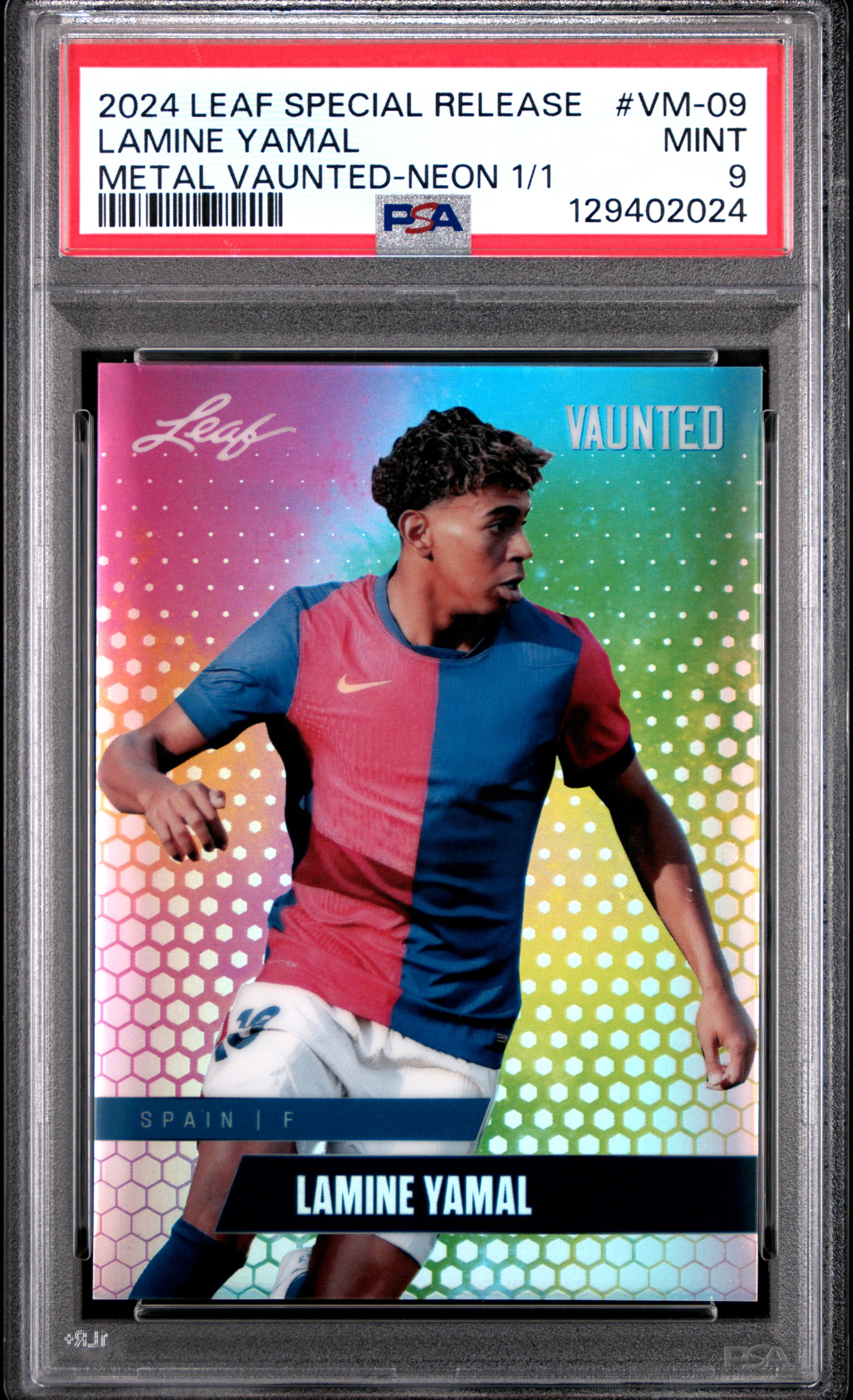 PSA 9 Lamine Yamal 2024 Leaf Vaunted Metal #VM-09 Neon 1/1 Rookie Card ...