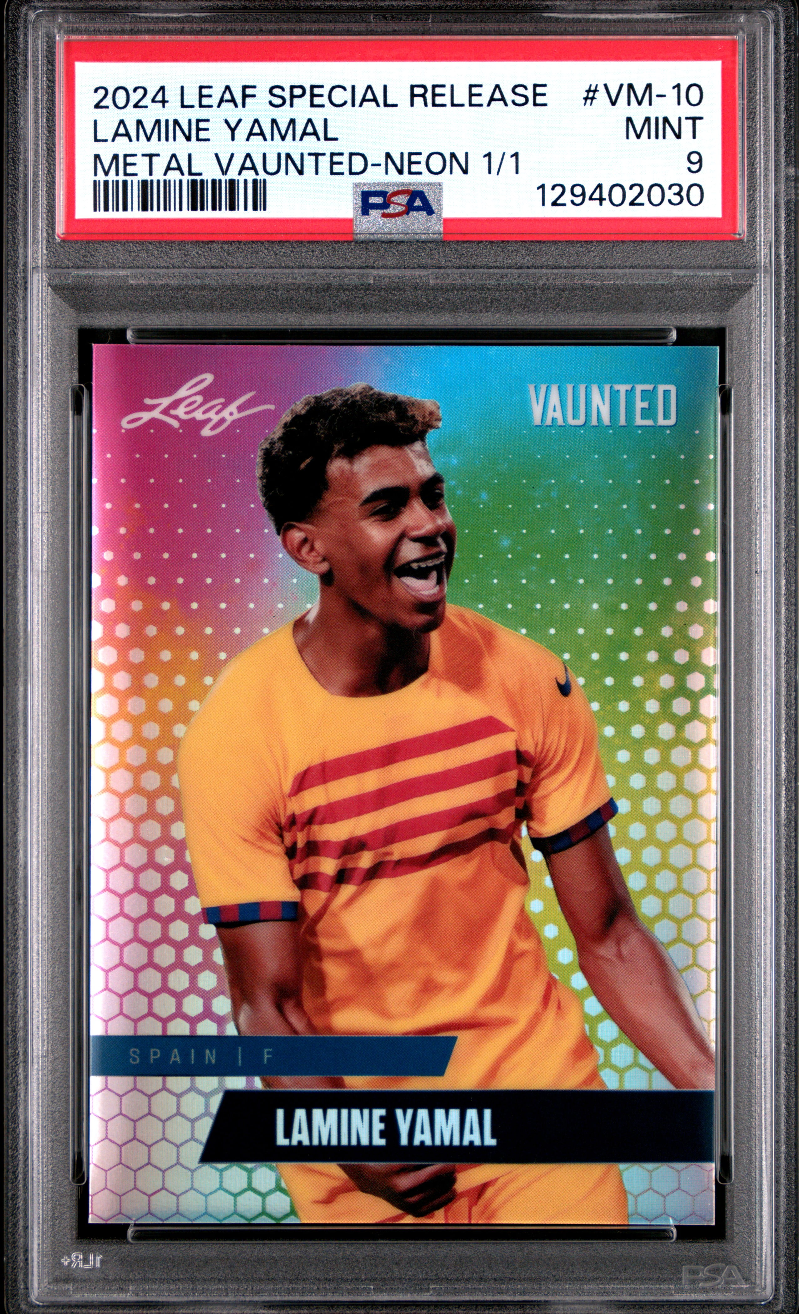 PSA 9 Lamine Yamal 2024 Leaf Vaunted Metal #VM-10 Neon 1/1 Rookie Card ...