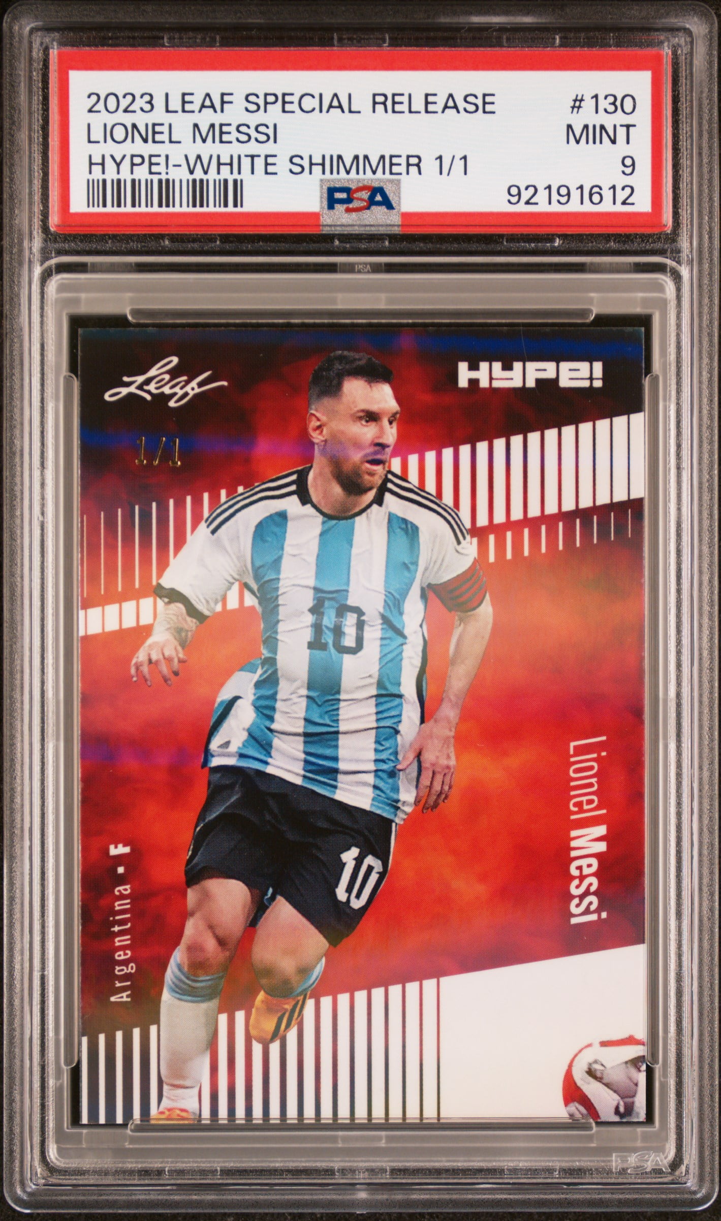 PSA 9 Lionel Messi 2023 Leaf Hype! #130 White Shimmer 1/1 Rare Trading ...