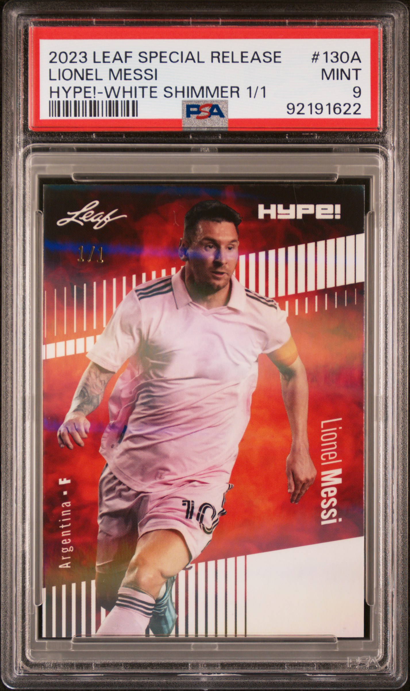 PSA 9 Lionel Messi 2023 Leaf Hype! #130A White Shimmer 1/1 Rare Trading ...