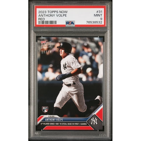 PSA 9 MINT Anthony Volpe 2023 Topps Now #31 Rookie Card Red #10/10 ...